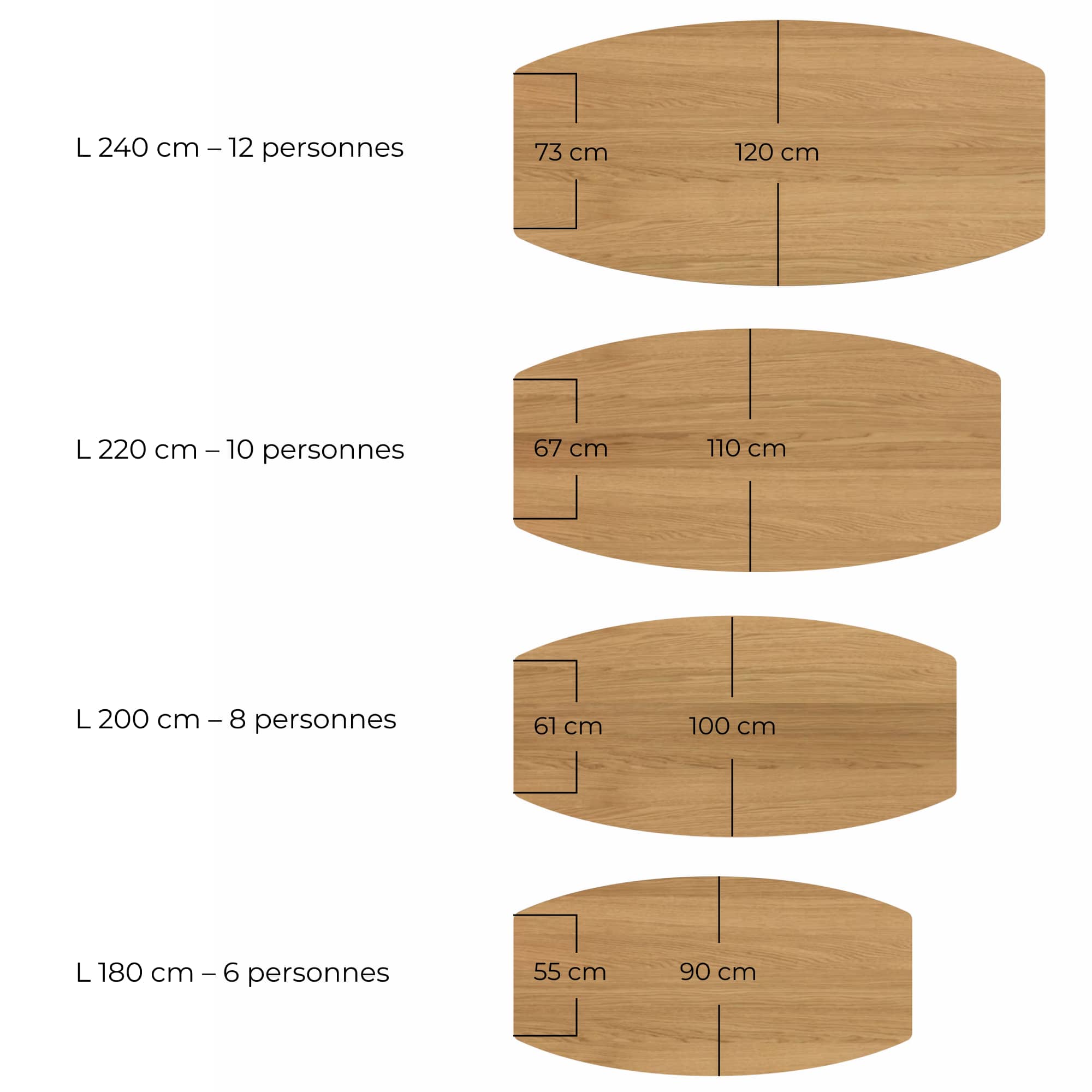 Table Ellipse En Bois – Jusqu’à 12 Convives | Kopo Création
